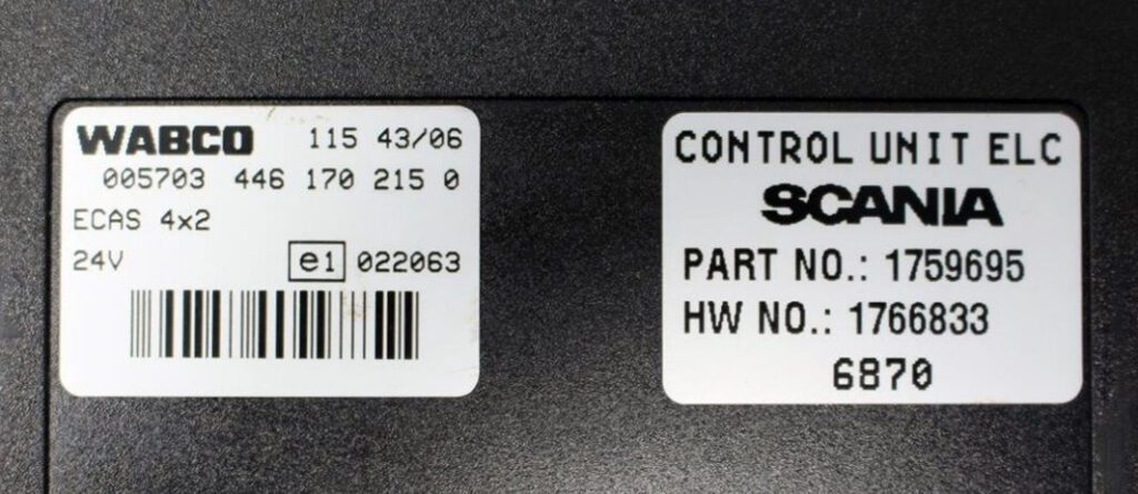 Scania P230 Wabco Air Ukumiswa ECAS Module