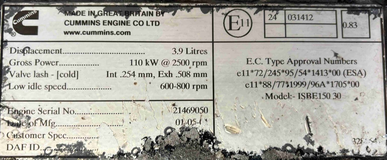 DAF LF45.150 Cummins Paccar Engine 4 Cylinder Turbo Euro 3 - M W Truck ...